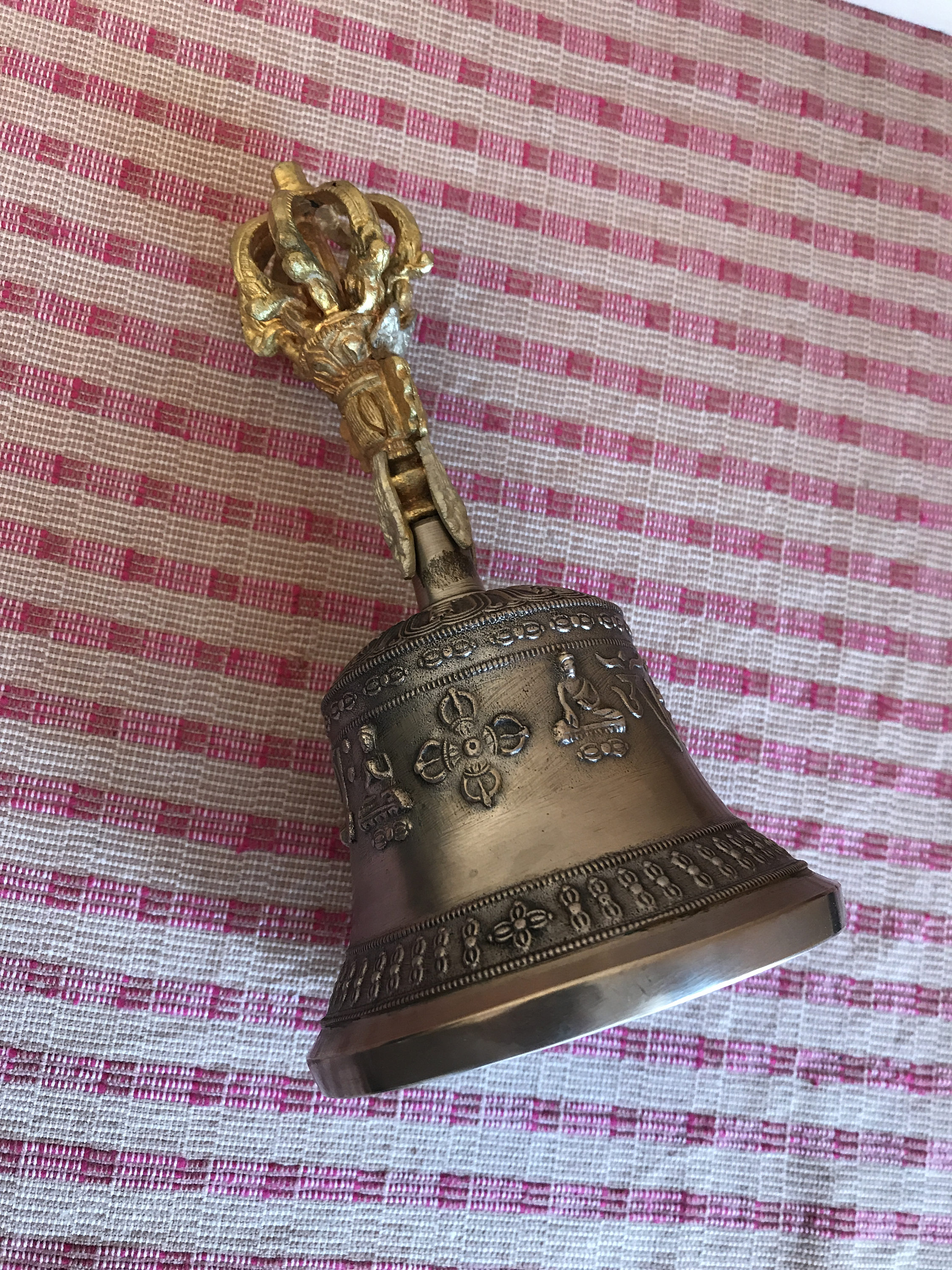 7" Tibetan Buddhist Prayer Bell & Vajra / Dorje set handmade in Nepal ...