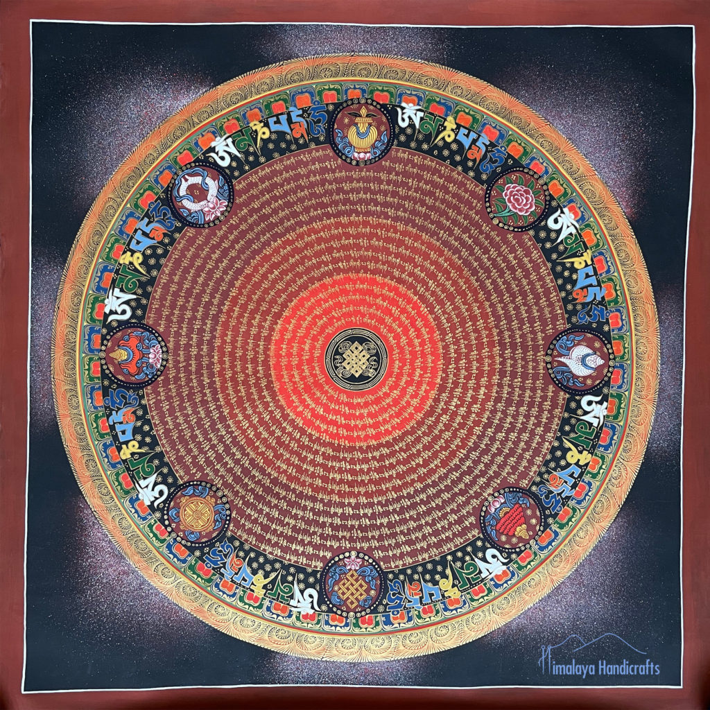 Astamangal with Endless Knot Tibetan Thanka - Handpainted in Nepal ...